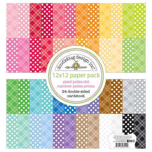 PLAID-POLKA DOT RAINBOW 12x12 Paper Pack - Doodlebug Design Petite ...