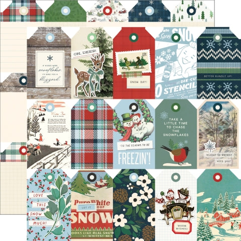 SIMPLE VINTAGE FLANNEL SEASON TAG ELEMENTS - 12x12 Double-Sided Patter ...