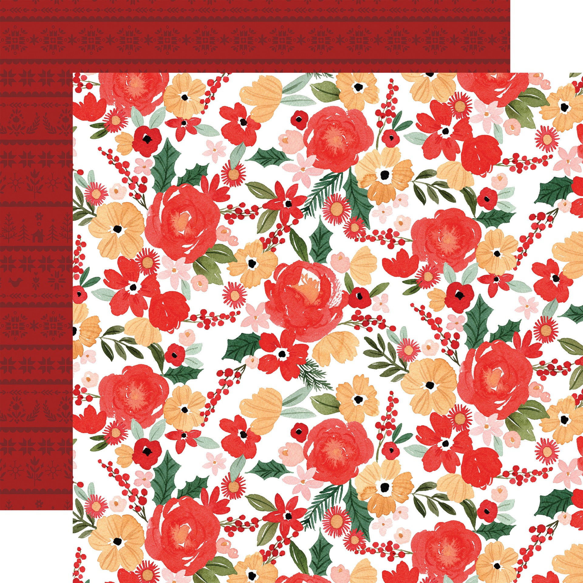 JOYFUL LARGE FLORAL - 12x12 Patterned Cardstock - Carta Bella – The ...