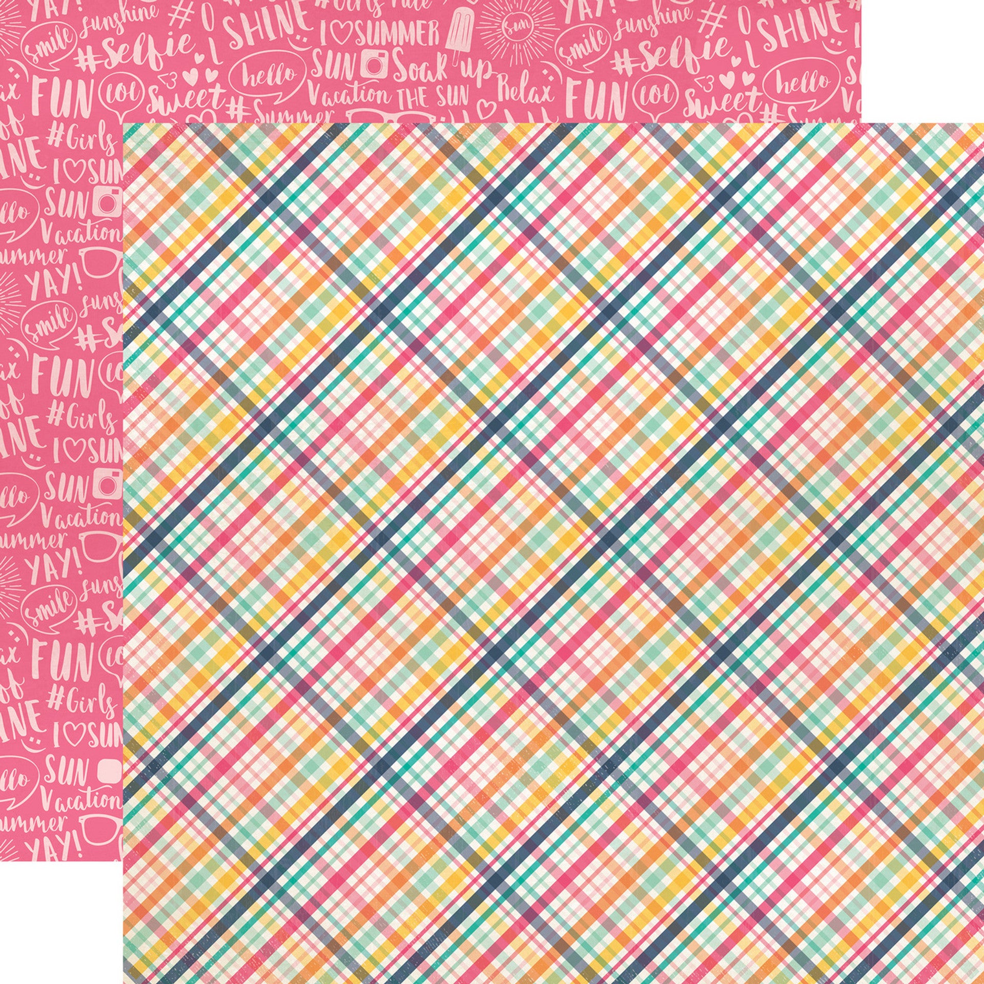 SUMMER LOVIN PLAID - 12x12 Double-Sided Patterned Paper - Echo Park ...