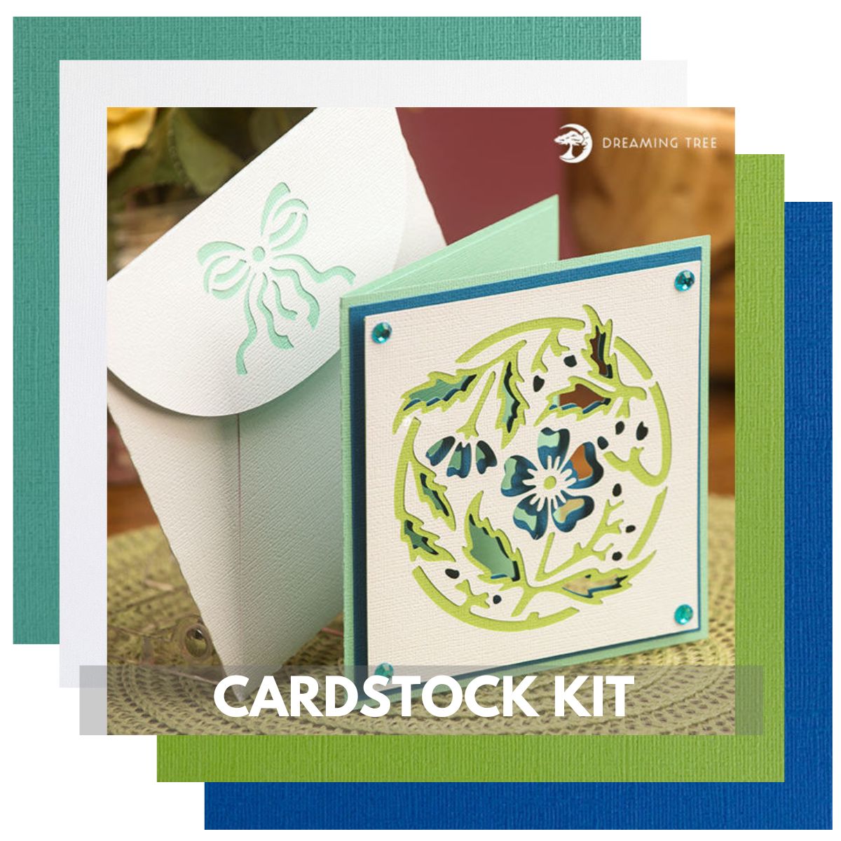 DREAMING TREE BLUE FLORAL CARD CARDSTOCK KIT - 6 Sheets - 12x12 Cardst ...