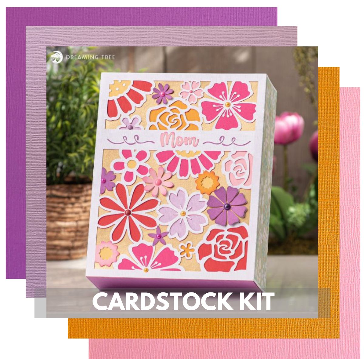 DREAMING TREE MOTHER'S DAY FLORAL GIFT BOX CARDSTOCK KIT - 18 Sheets ...