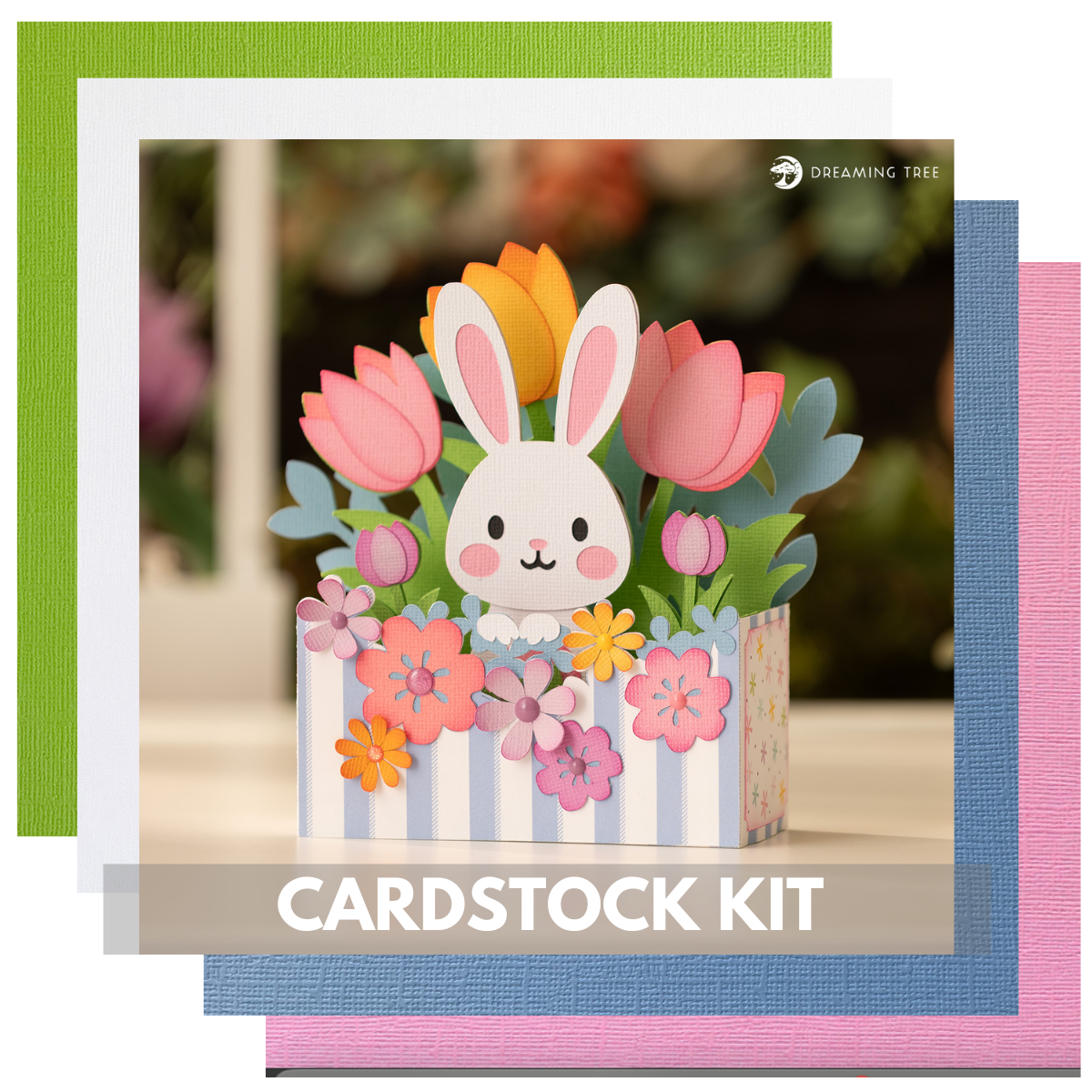 DREAMING TREE PEEK-A-BUNNY CARD CARDSTOCK KIT - 14 Sheets - 12x12 Card ...