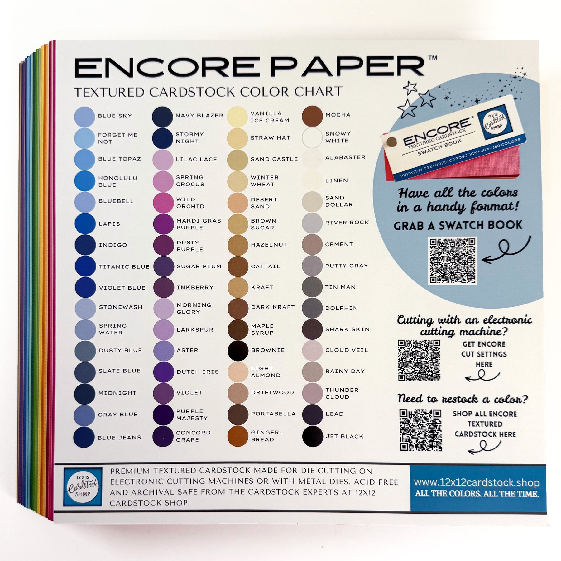 160 Cardstock Colors by Encore | Cardstock Variety Packs – The 12x12 ...