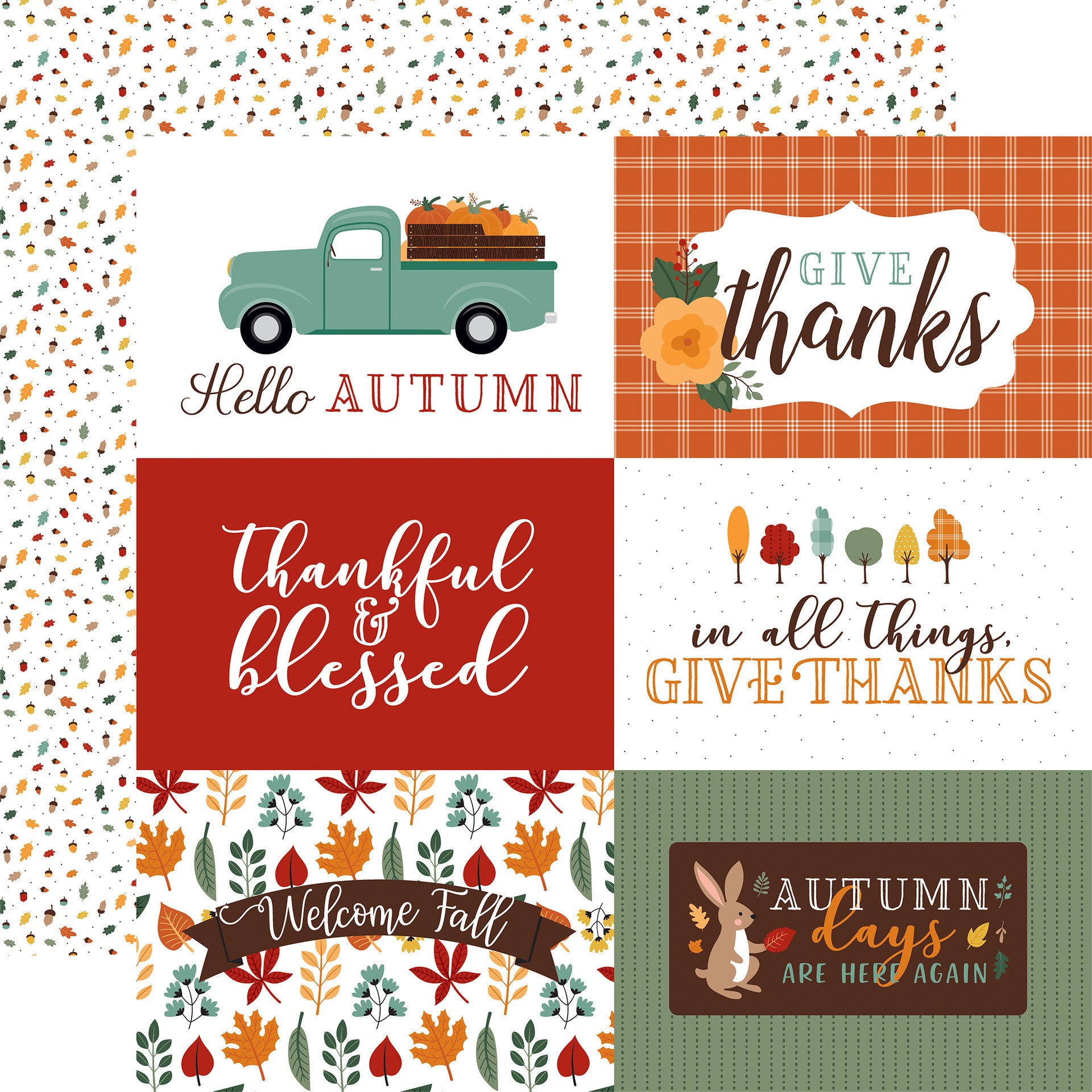 HAPPY FALL 6X4 JOURNALING CARDS - 12x12 Patterned Paper - Echo Park ...
