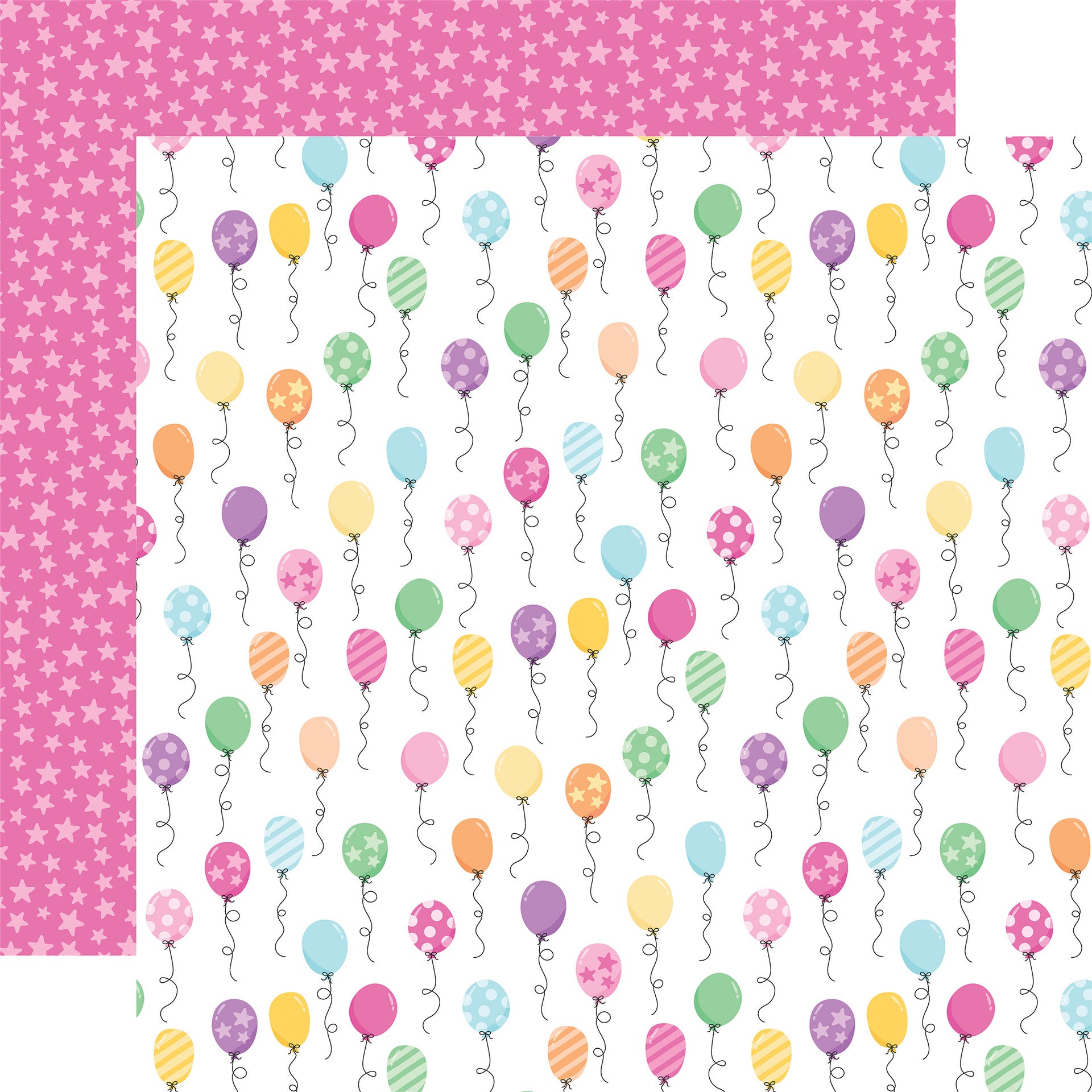 Echo Park Paper - BIRTHDAY GIRL BALOONS - 12x12 Double-Sided Paper ...