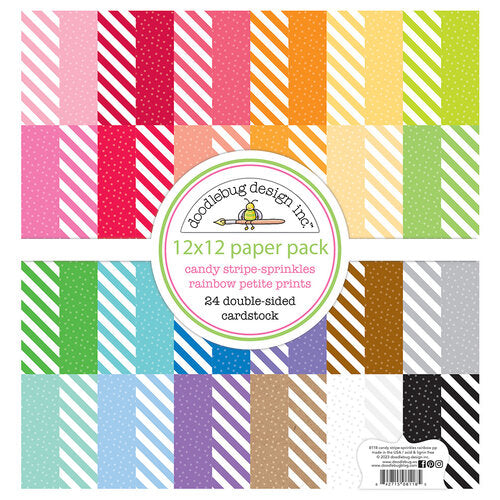 CANDY STRIPE-SPRINKLES RAINBOW 12x12 Paper Pack - Doodlebug Design ...