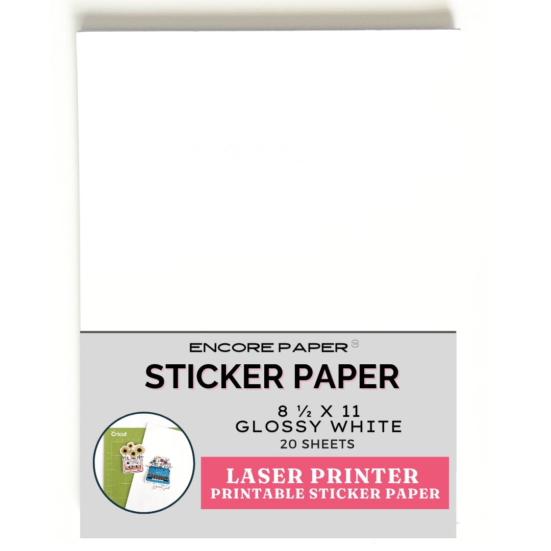 STICKER PAPER - Glossy White for Laser Printers 8.5x11 - Encore – The ...
