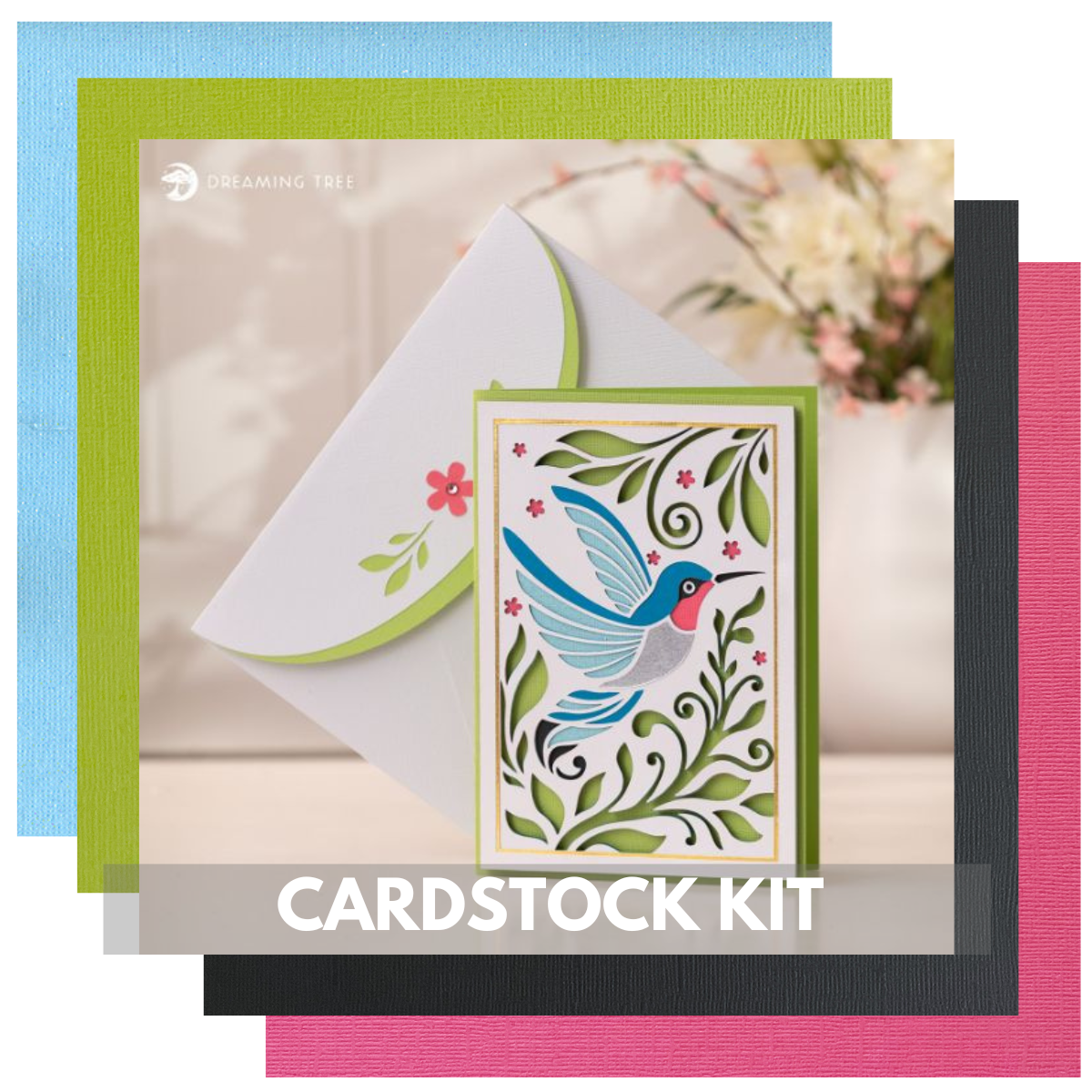 DREAMING TREE HUMMINGBIRD FLOURISH CARD KIT - 10 Sheets - 12x12 Cardst ...