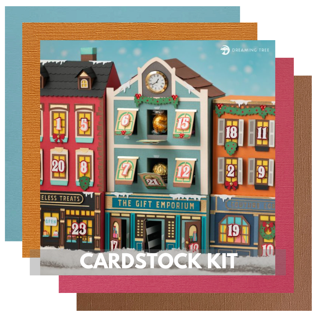 DREAMING TREE MAIN STREET MAGIC ADVENT CARDSTOCK KIT - 60 Sheets - 12x ...
