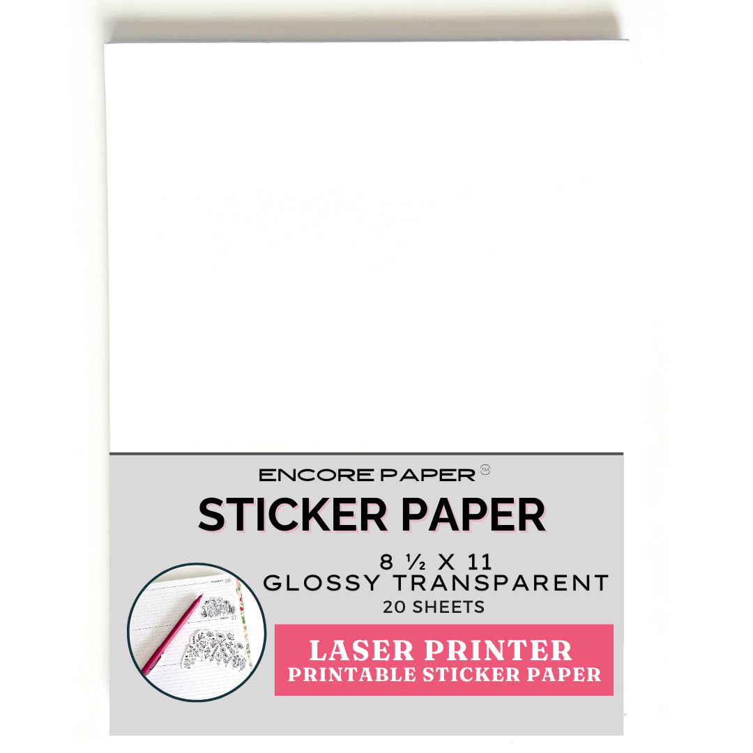 STICKER PAPER - Glossy Transparent for Laser Printers 8.5x11 - Encore ...