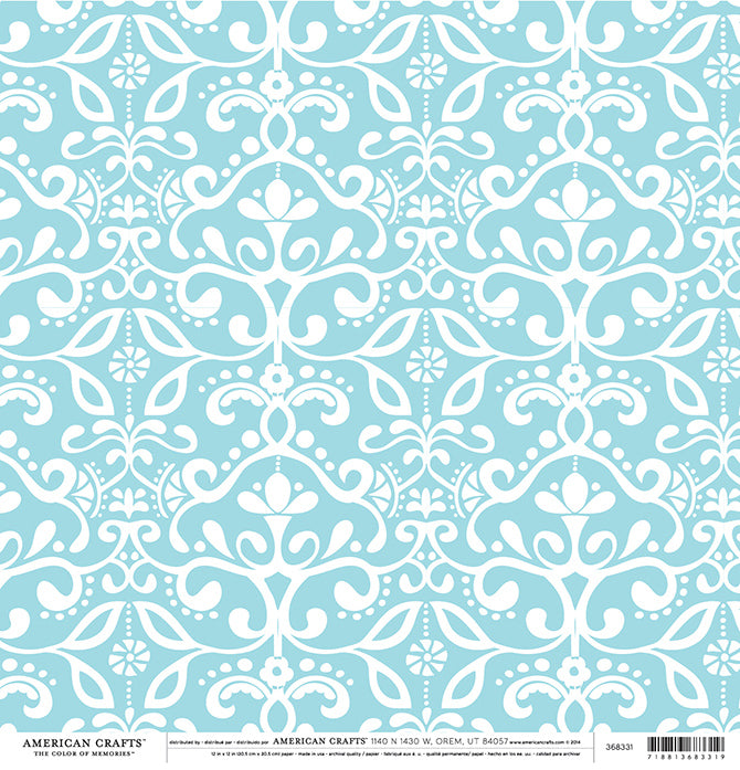 SKY BLUE DAMASK – 12x12 Double-Sided Cardstock from American Crafts ...
