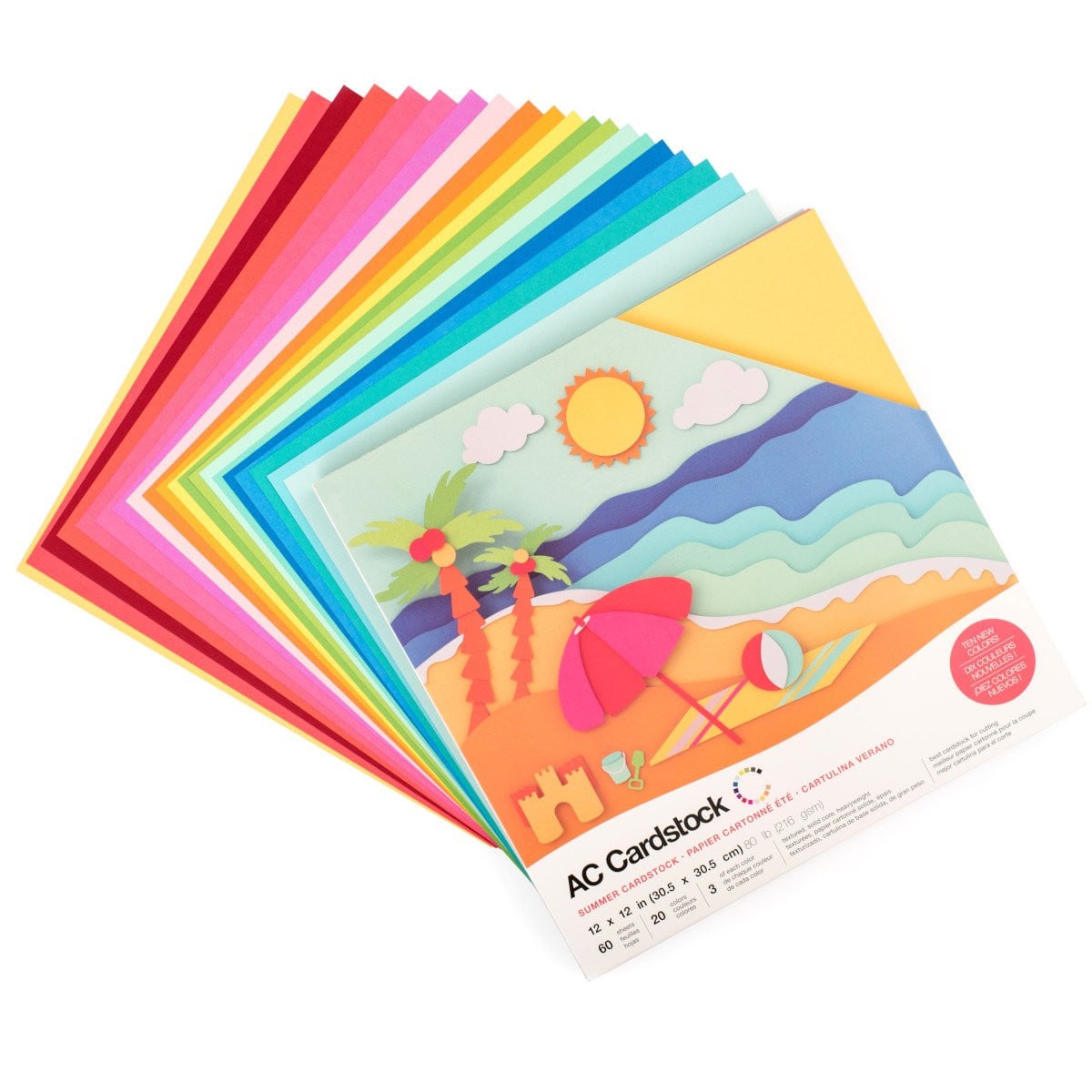 SUMMER Cardstock – 20 Assorted Cardstock Colors AC Scrapbook Paper ...