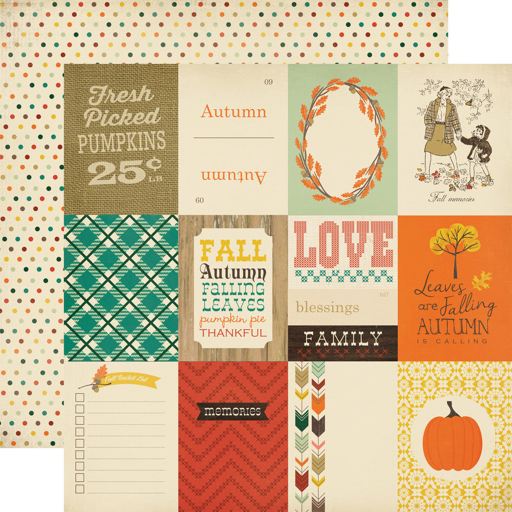 Carta Bella Paper - Fall Break Journaling Cards - 12x12 Patterned Paper ...