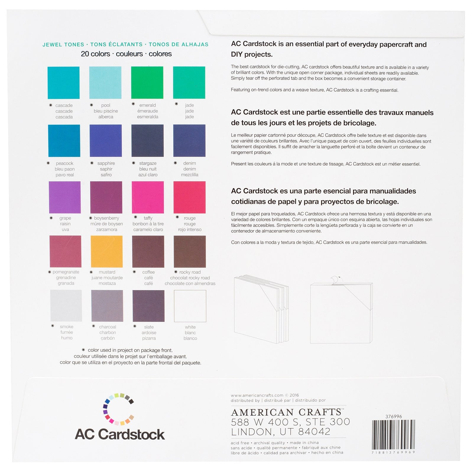 JEWEL TONE Cardstock Variety Pack – 20 Colors - American Crafts – The ...