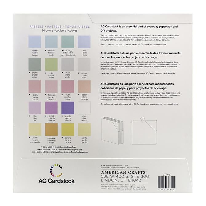 PASTEL Cardstock – 20 Assorted Cardstock Colors AC Scrapbook Paper ...