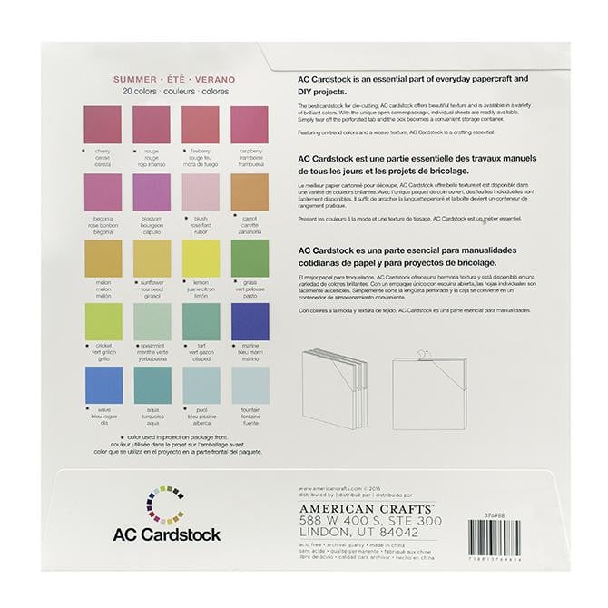SUMMER Cardstock – 20 Assorted Cardstock Colors AC Scrapbook Paper ...