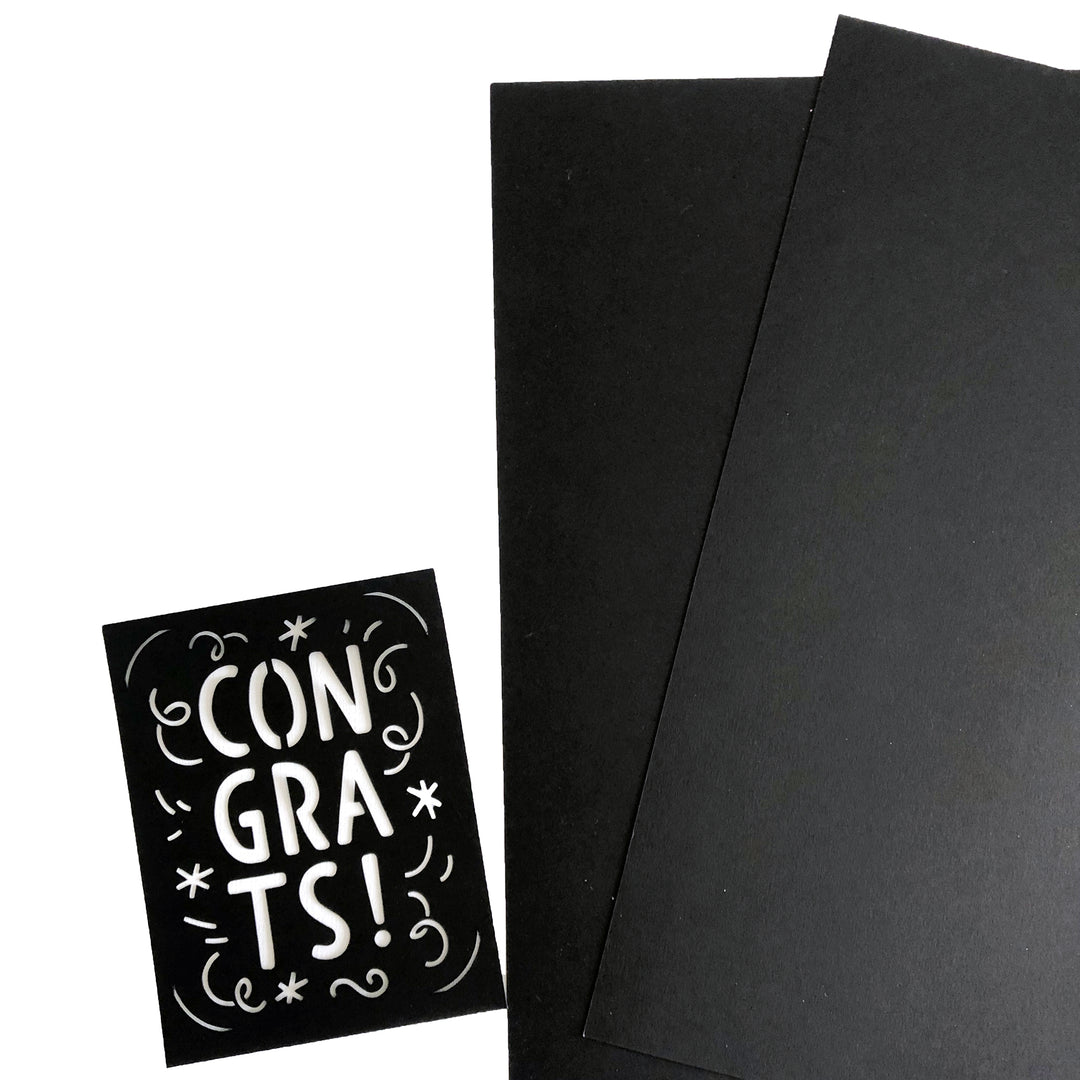 Plain Black Paper Solid KT Black Pocket Square